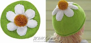 Вязаная шапочка для девочки на весну